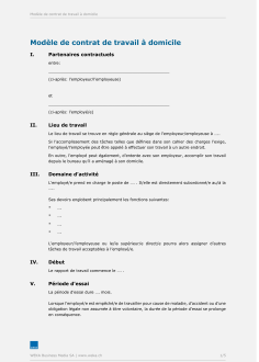 Modèle de contrat de travail à domicile