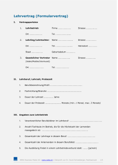 Muster Lehrvertrag | WEKA Schweiz