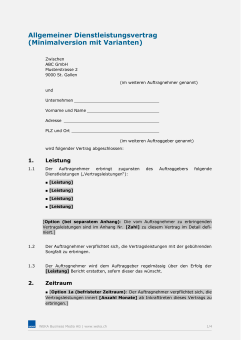 Muster Dienstleistungsvertrag | WEKA Schweiz