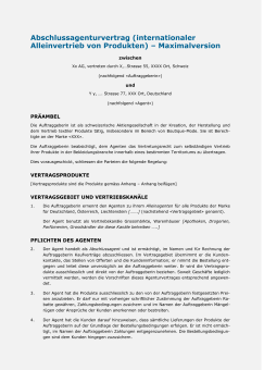 Muster Agenturvertrag Alleinvertrieb | WEKA Schweiz