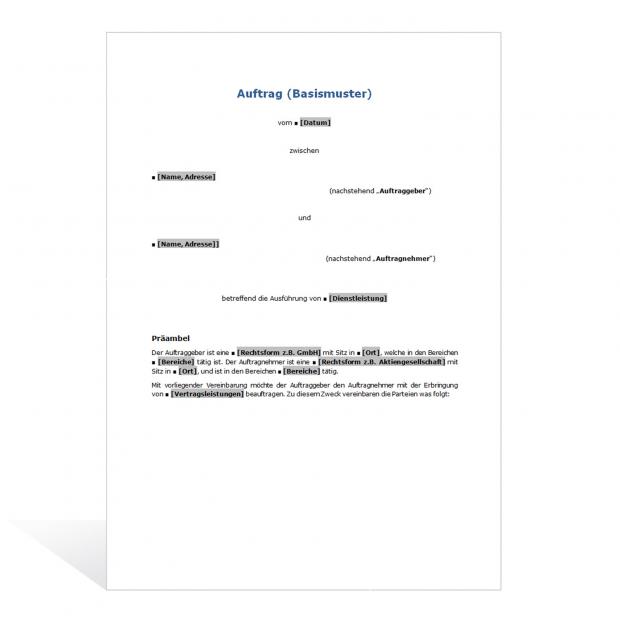 Muster Auftrag (Basismuster)
