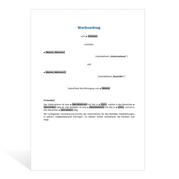 Muster Werkvertrag