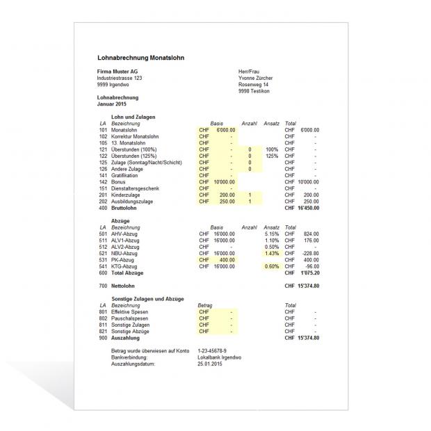 Vorlagen für Lohnabrechnungen